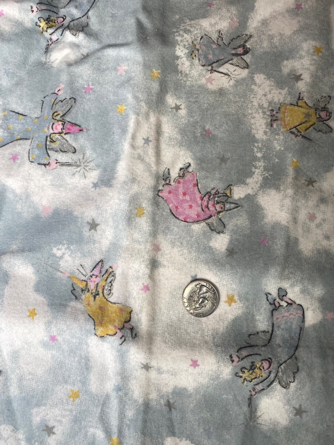 Funny Fairies Flannel Fabric Yard Cubby Bear Prints By Baum Textiles