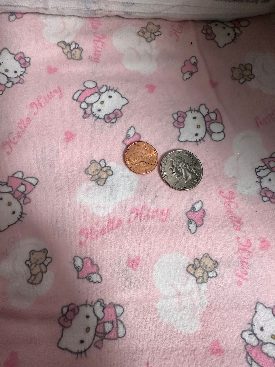 Hello Kitty Sanrio FLANNEL Fabric One Yard Cuts Tossed Angels Pink ...