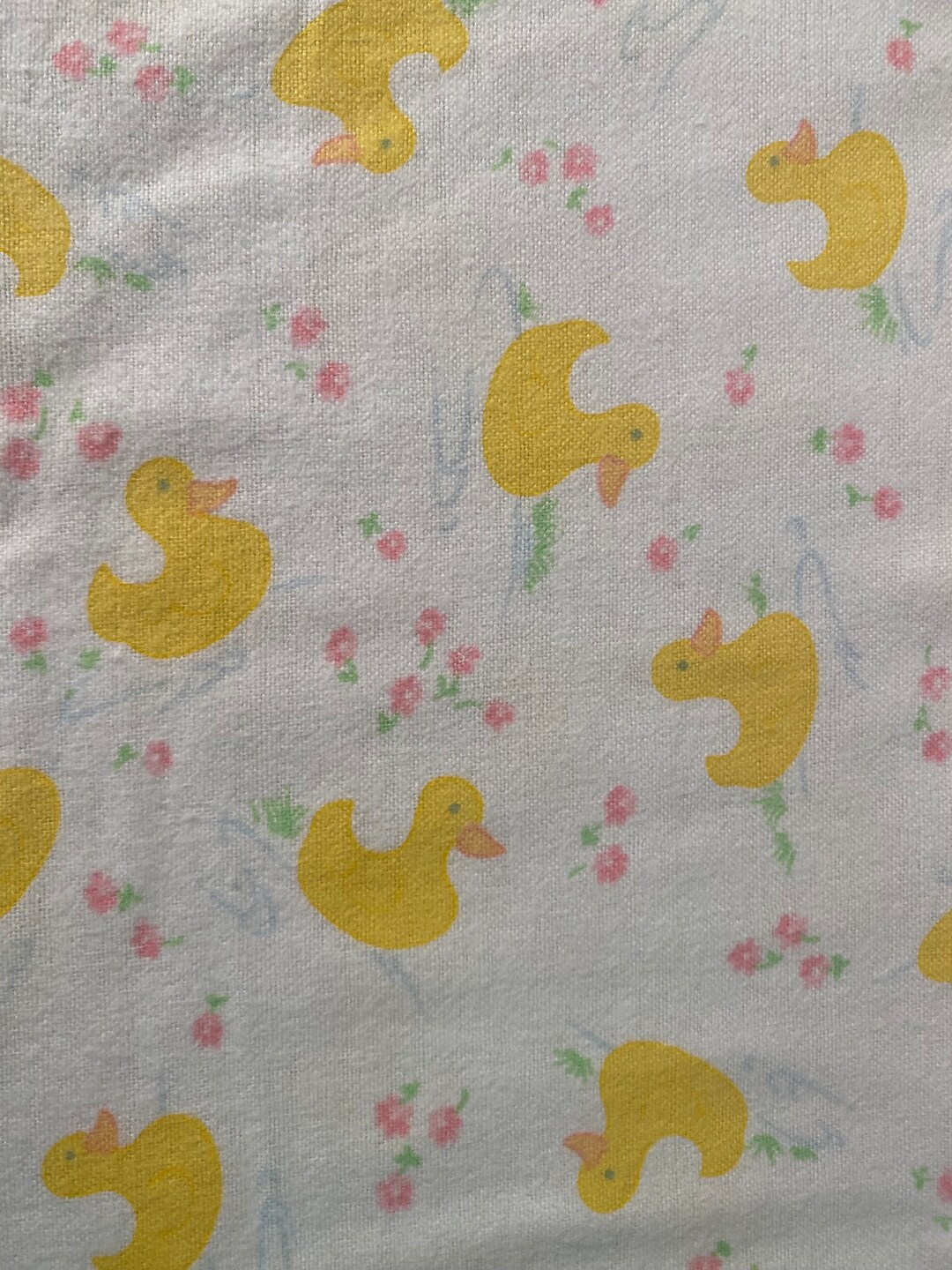 Duck Duck Goose Yellow Ducks and Flowers Flannel Fabric Yard Dan River ...