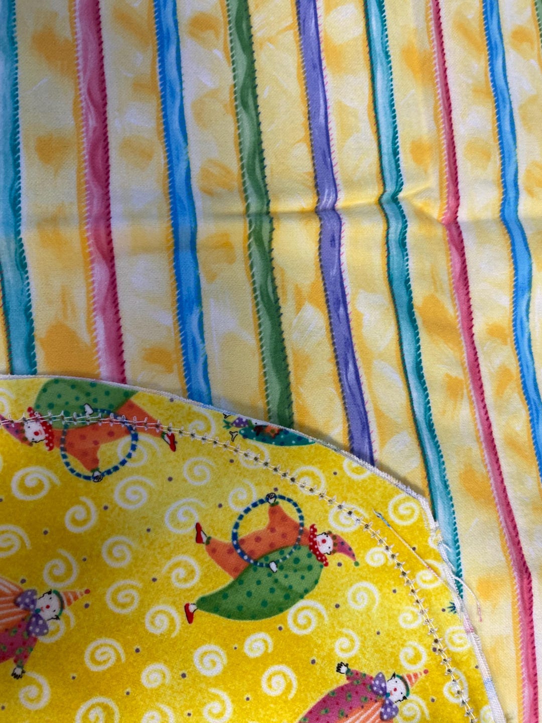 Fat Clown on Yellow and Circus Tent 38x40" Hemstitched Baby Blanket ...