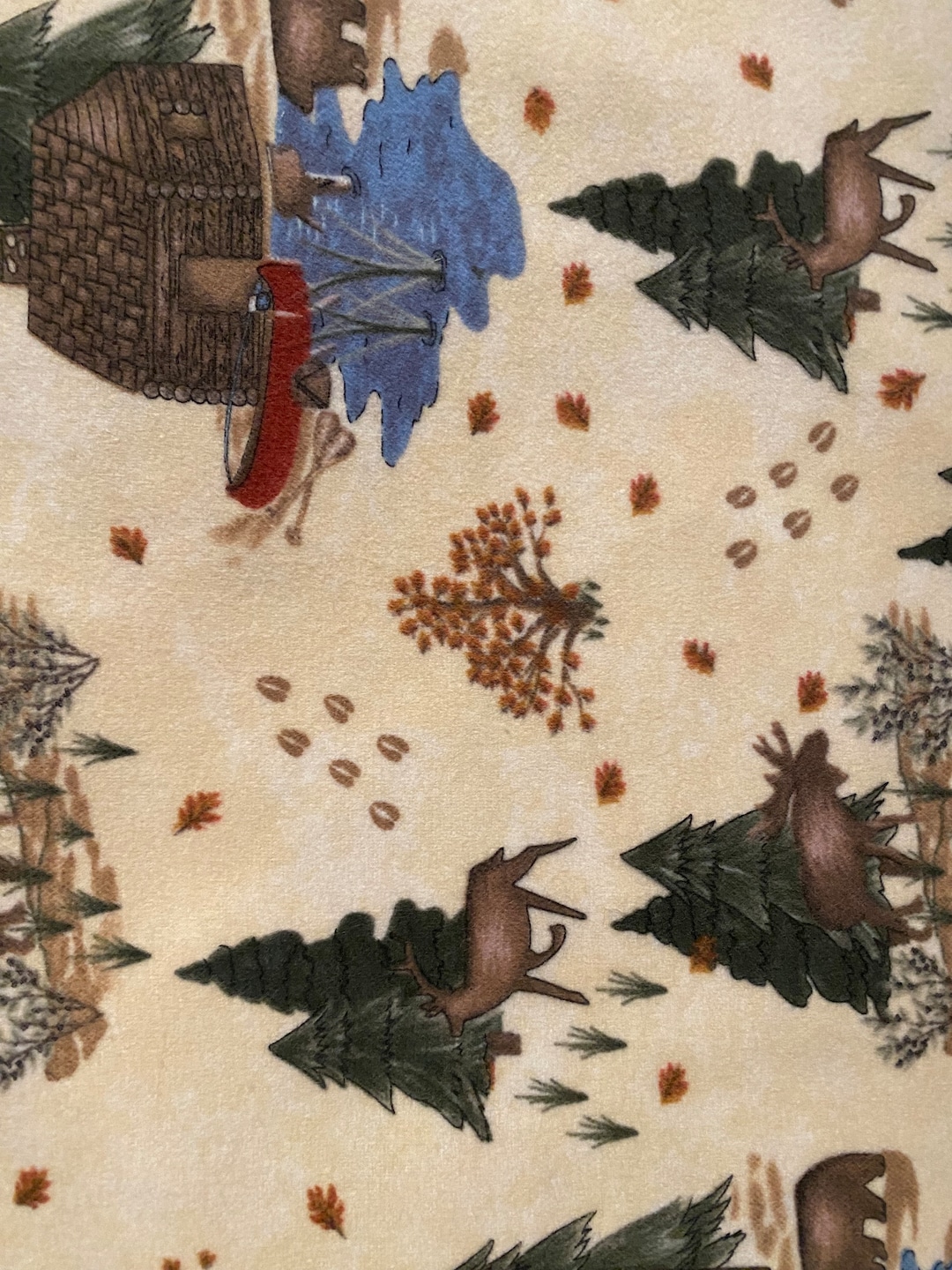 Pinewood Lake Scenes by Sue Marsh Flannel Fabric Yard Marcus Brothers ...