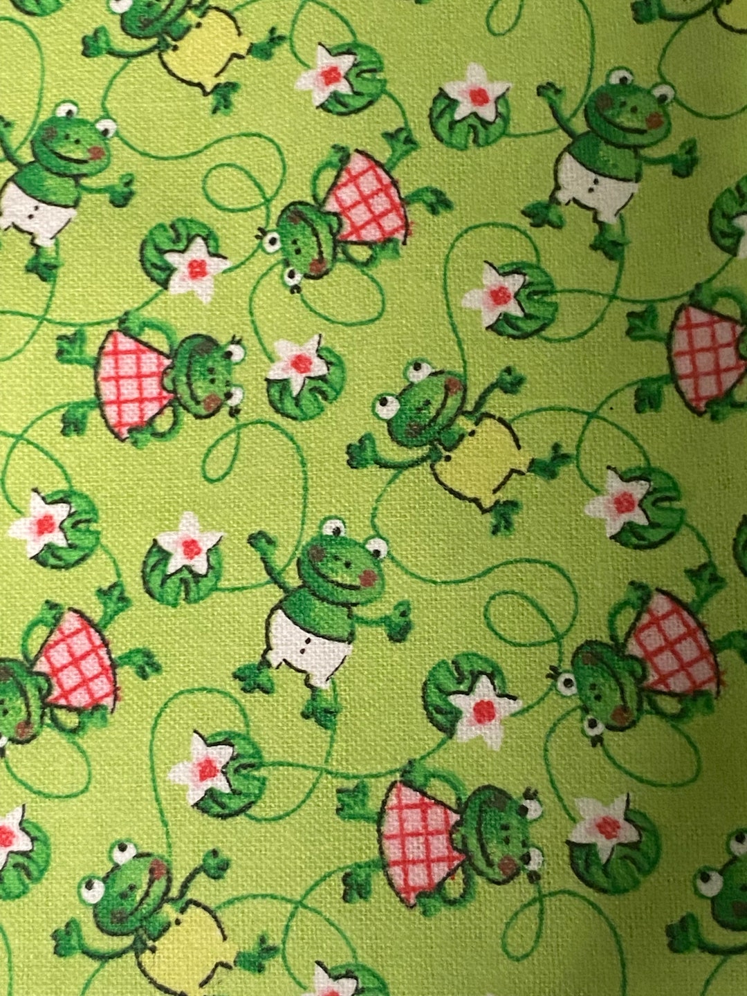 Friendly Frogs Flannel Fabric Yard Cubby Bear Prints by Baum Green ...