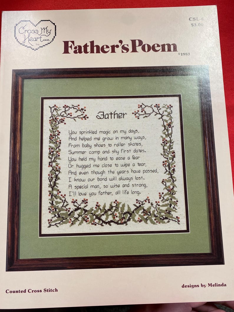 Cross My Heart Father's Poem CSL-6 Cross Stitch Pattern - Retired- Out ...