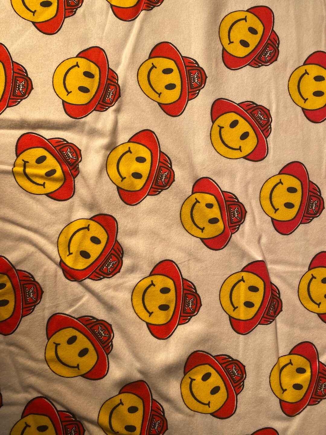 Softly Smiley Fireman Flannel Fabric Yard Marcus Brothers 2003 Retired ...