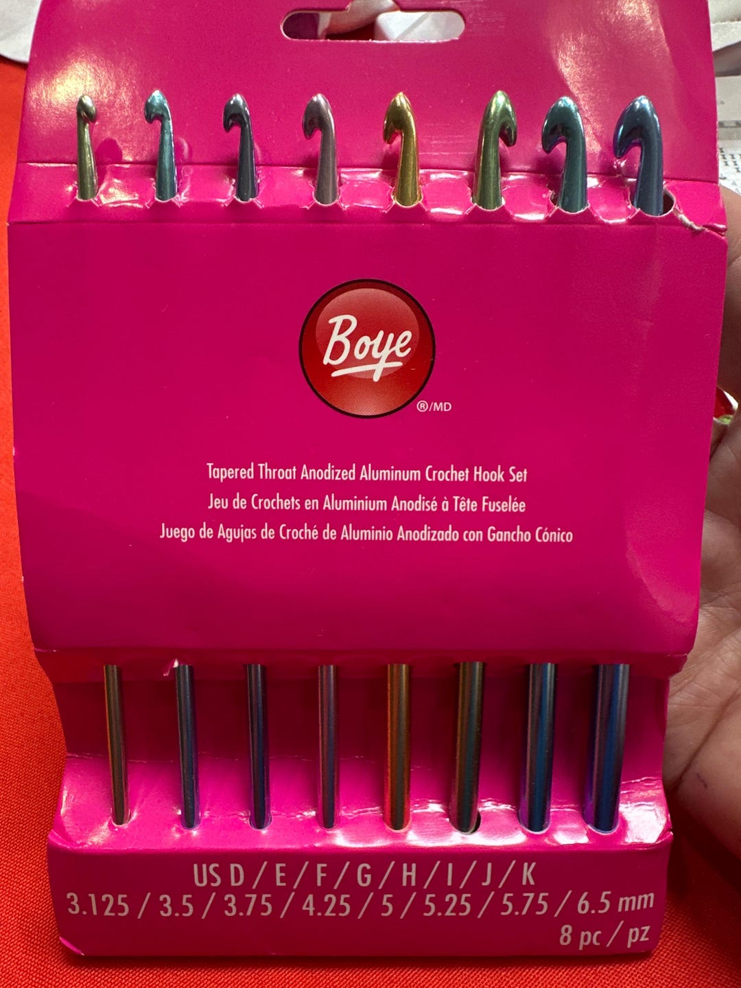 Boye Crochet Hook Set Us D E F G H I J K 8 Crochet Hooks Tapered Throat ...