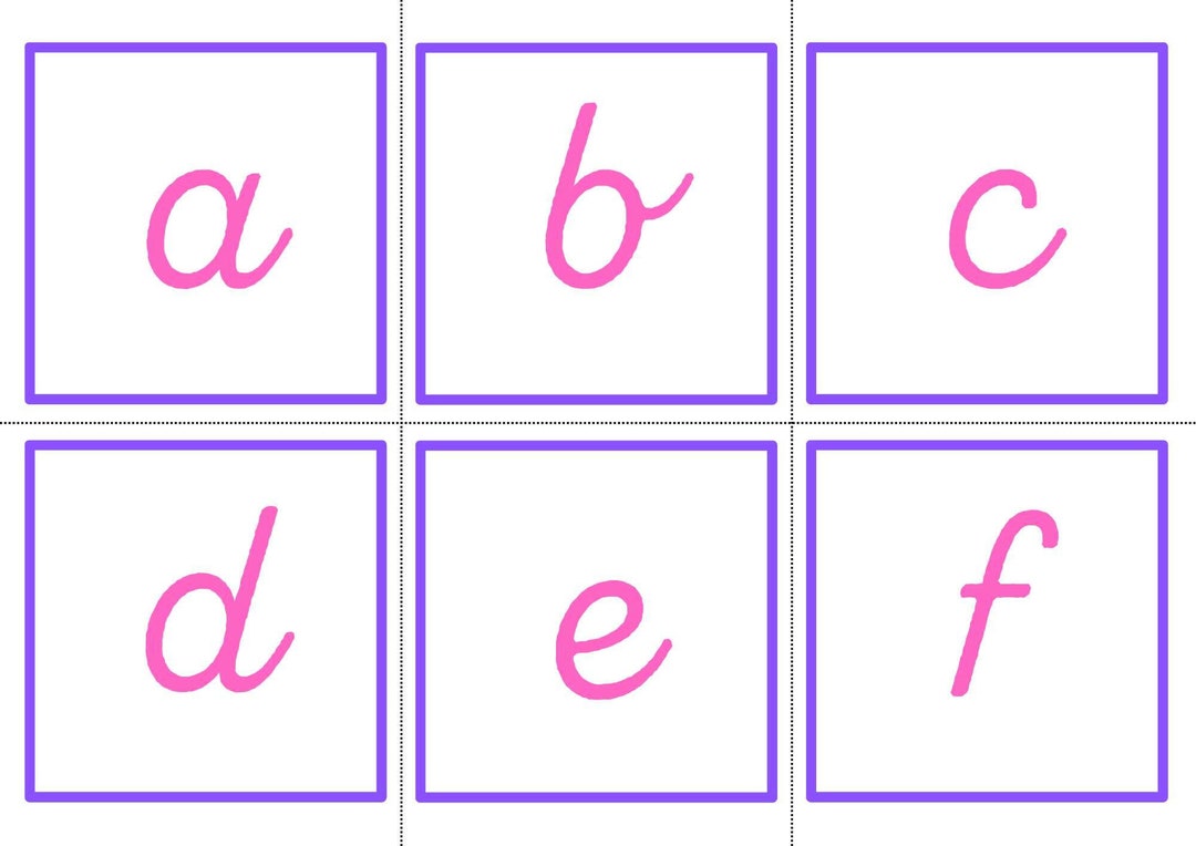 Flashcards of the Alphabet in Writing Letters pink Lower Grades - Etsy