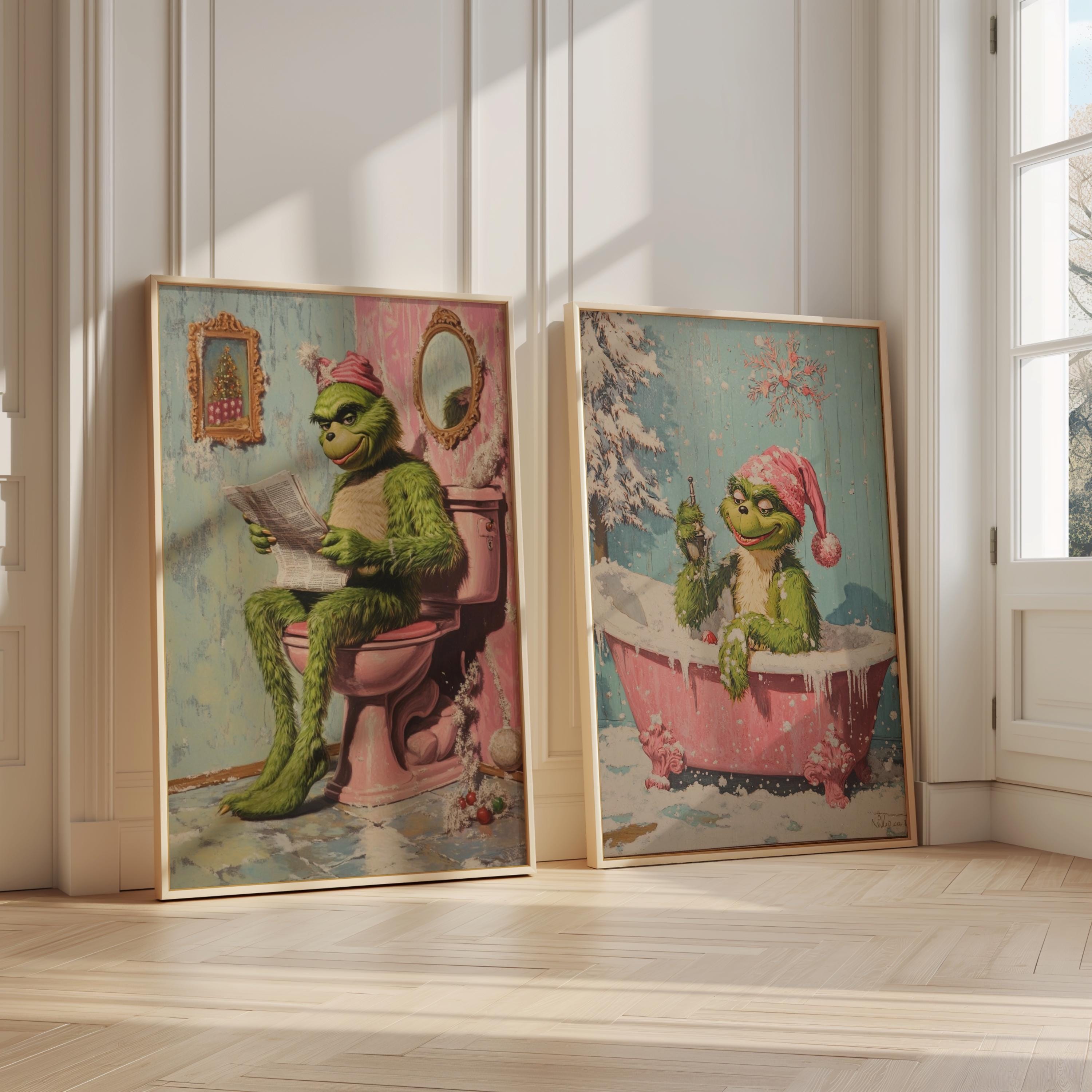 The Grinch on the Toilet Bathroom Christmas Wall Art Funny Xmas Gift ...