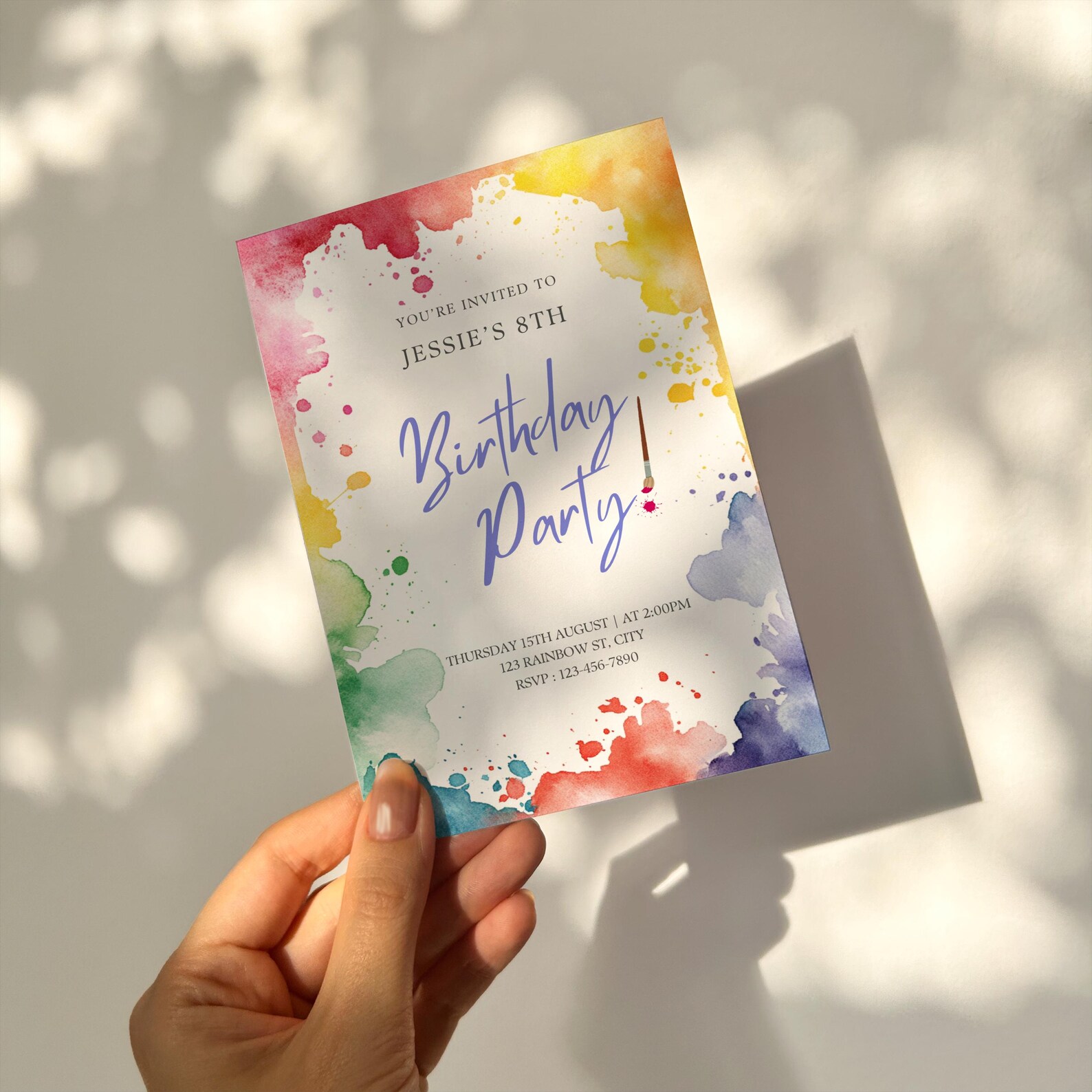Rainbow Paint Party Invite | Paintballing Party Event | Colourfull Arts ...