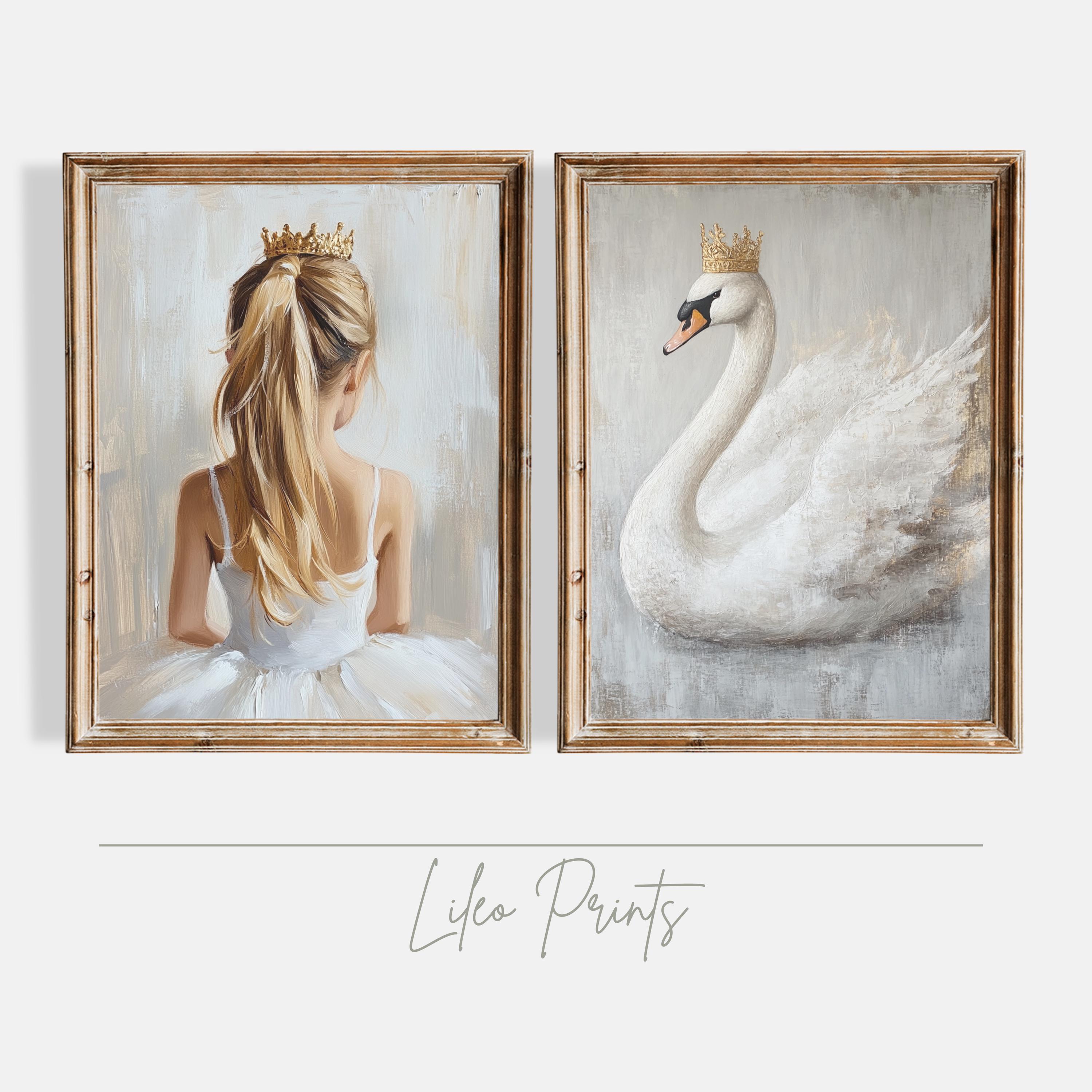 Ballerina & Swan Prints: Girls Bedroom Wall Art (digital Download Set ...