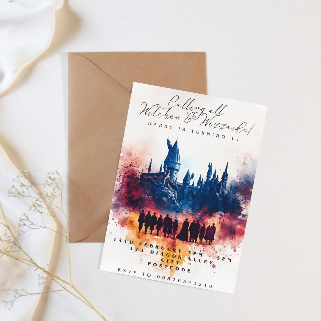 Harry Potter Birthday Invitation | Hogwarts, Witch & Wizard (digital ...