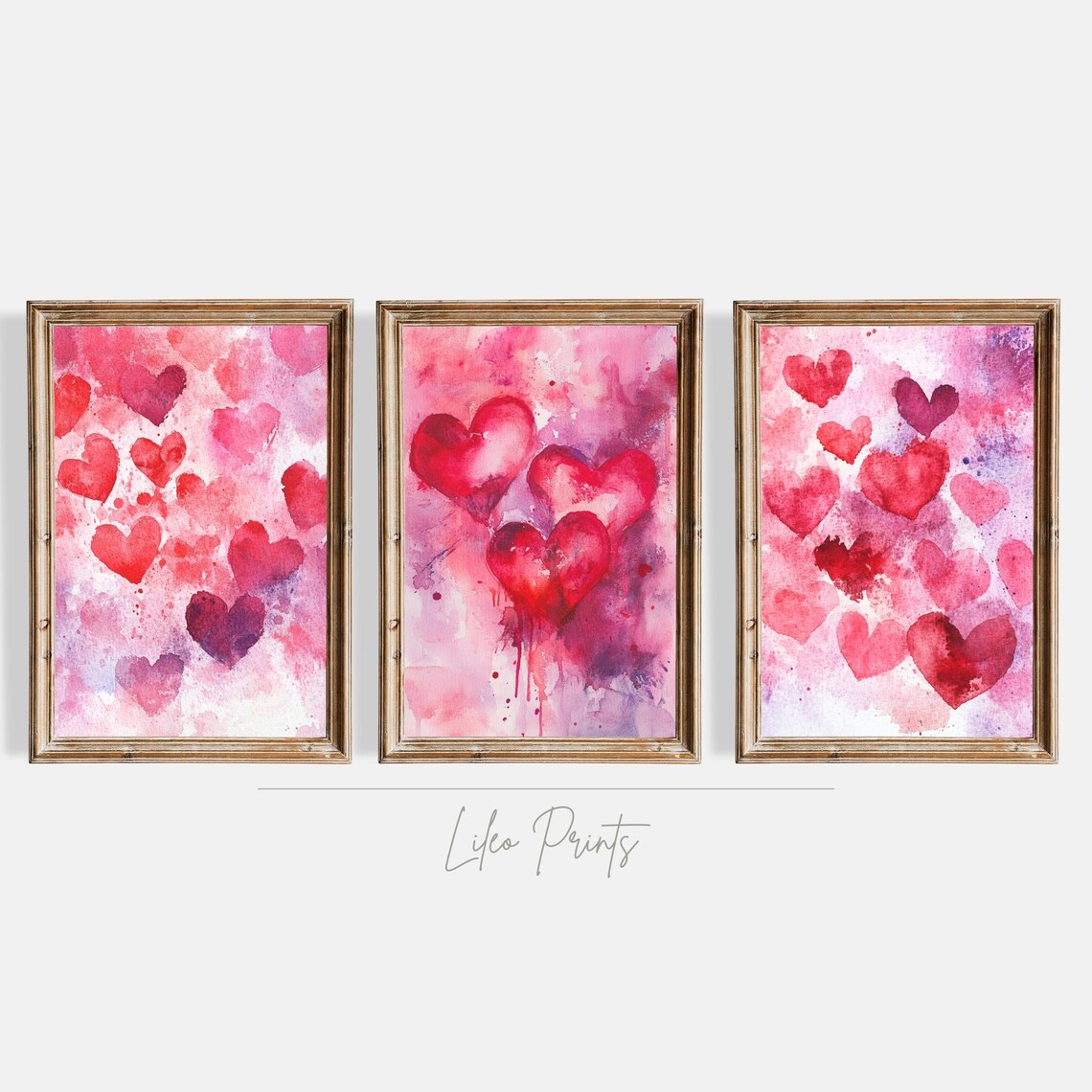Red Love Heart Wall Art Pink Valentines Print Coquette Abstract ...