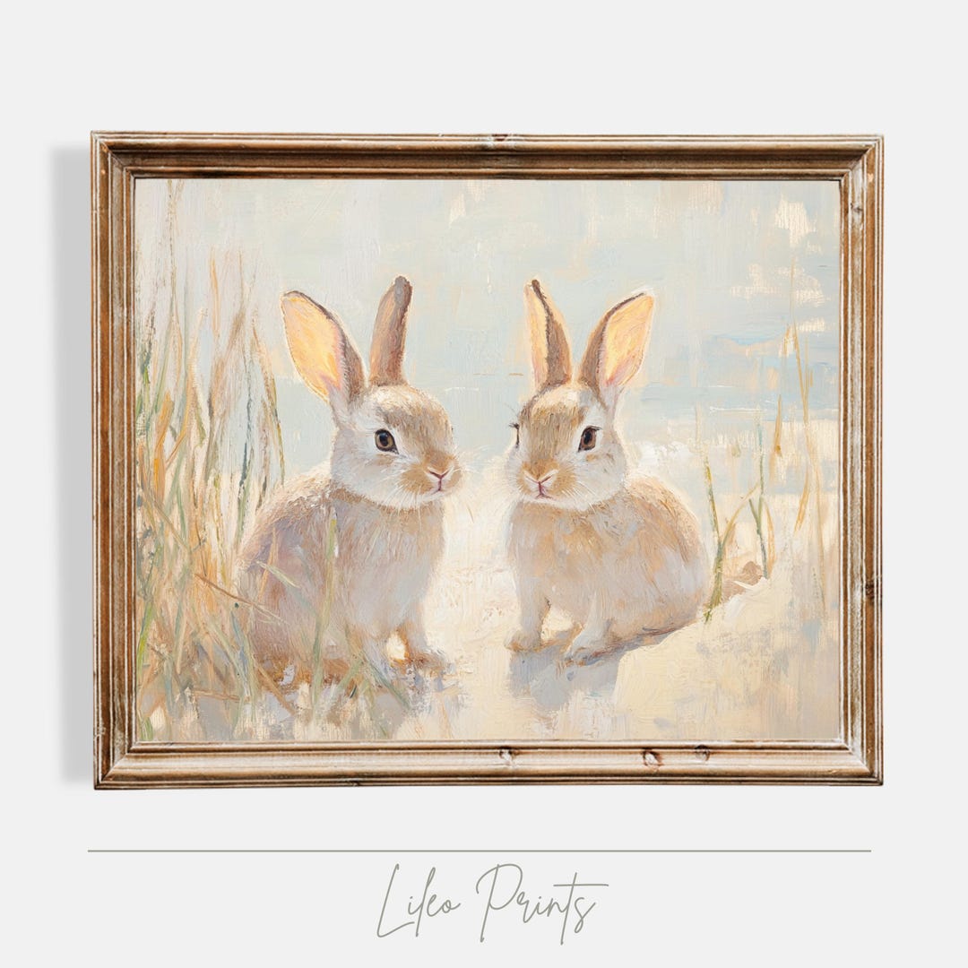 Nancy Meyers Easter Wall Art | Bunny Oil Painting Spring Print ...