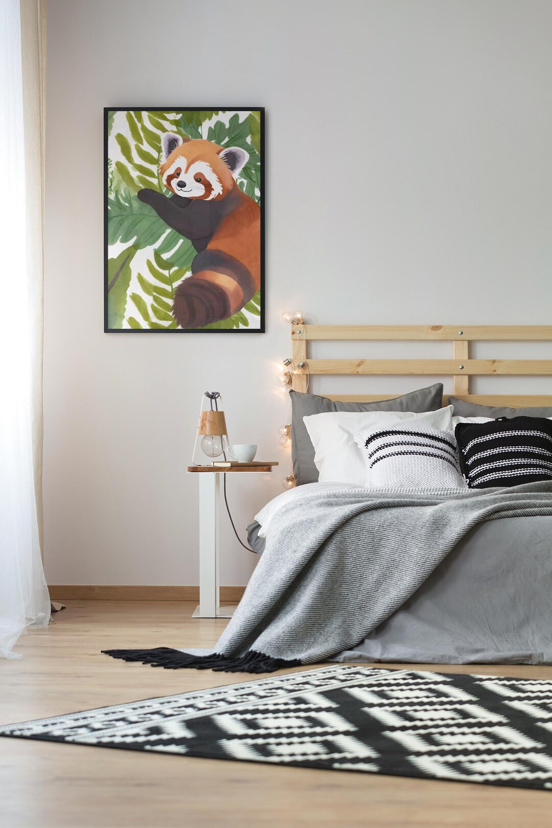 Cute Watercolor Red Panda Poster - Perfect for Kids' Rooms, Jungle Leaf ...