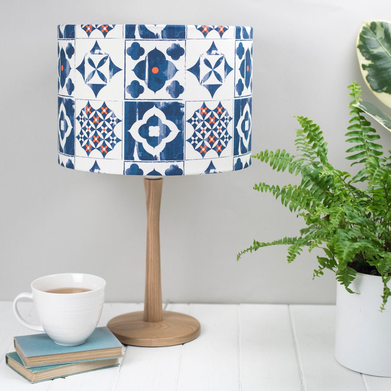 Tiling Pattern Lampshade, Blue and Orange Lampshade, Marisol Design ...
