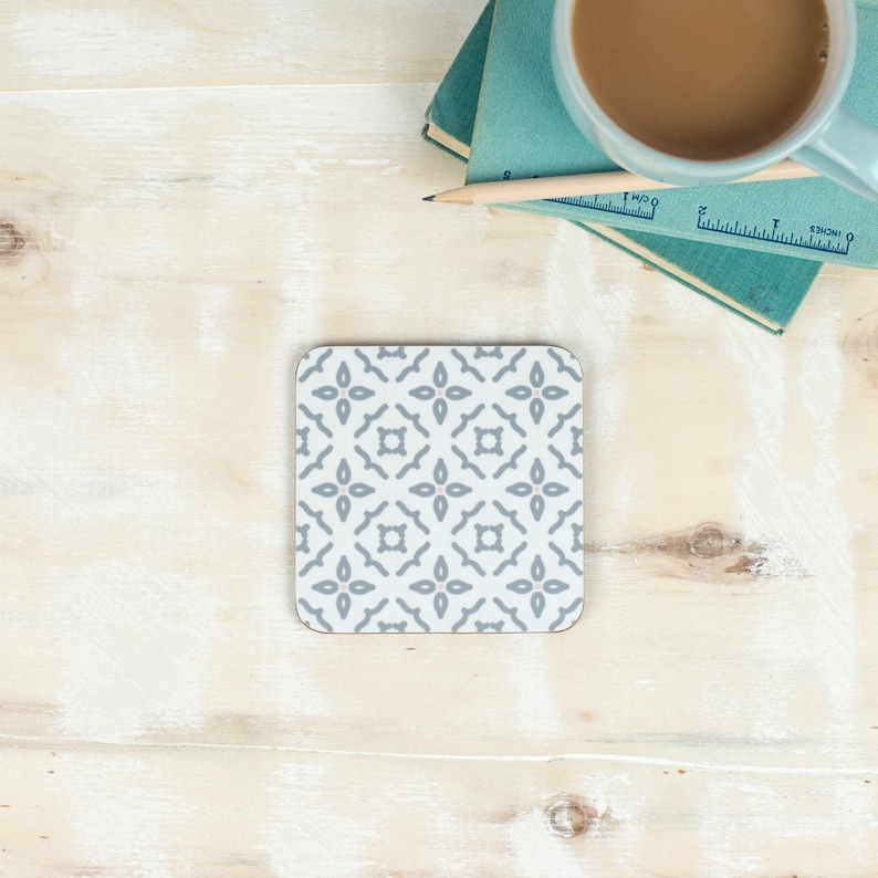 Meryam Coaster, Moorish Tiling Design, Pretty Geometric Pattern, Grey ...