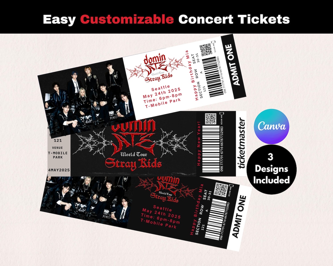 Personalized Stray Kids Dominate Concert Ticket, Dominate World Tour North America, Stray Kids ...
