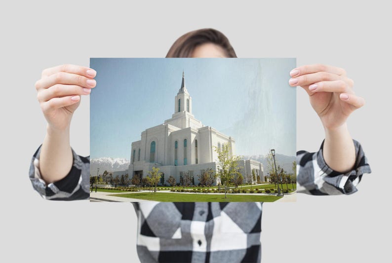 Orem Utah Temple Art Nouveau Print | Snowy Mountain LDS Wall Art ...