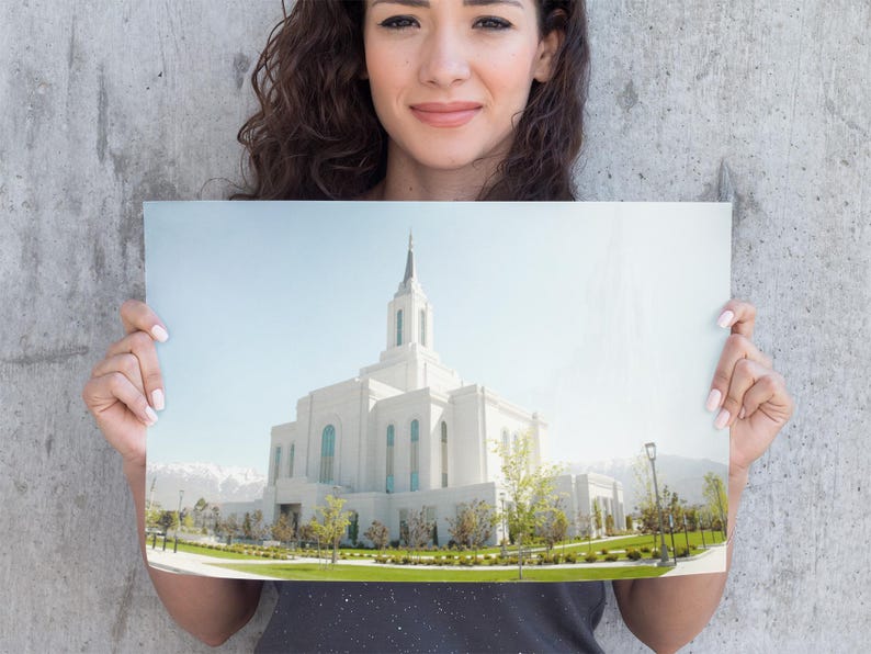 Orem Utah Temple Art Nouveau Print | Snowy Mountain LDS Wall Art ...