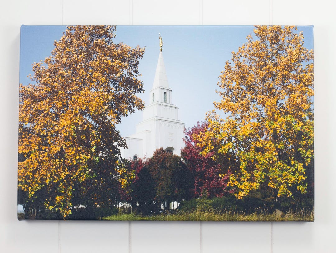 A Heavenly View: Kansas City Temple Canvas Giclée Print in Autumn ...
