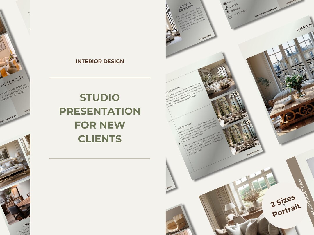 Interior Design Studio Presentation Template Vertical Canva Template ...
