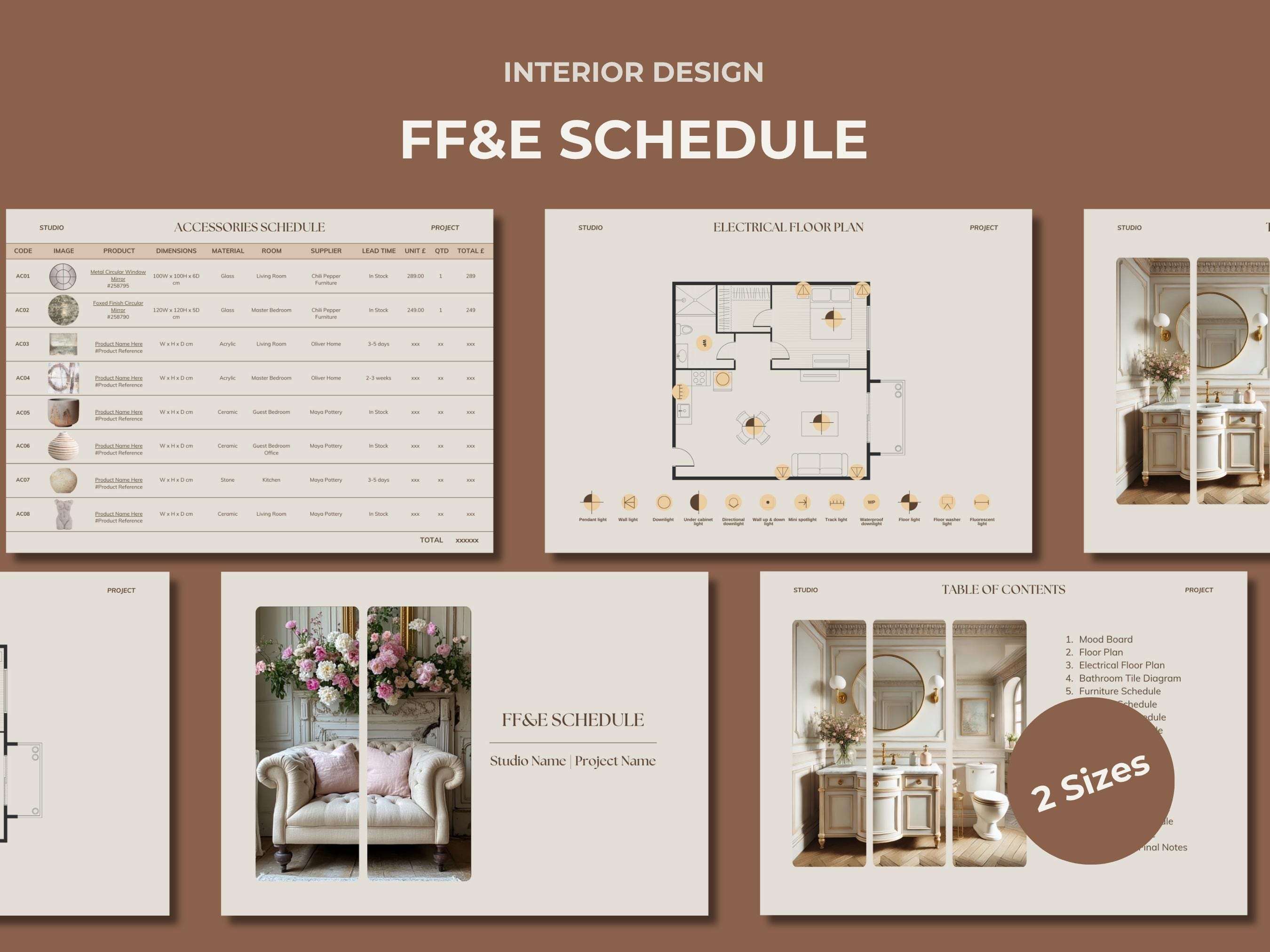 Interior Design FF&E Schedule Template | Furniture, Finishes and ...