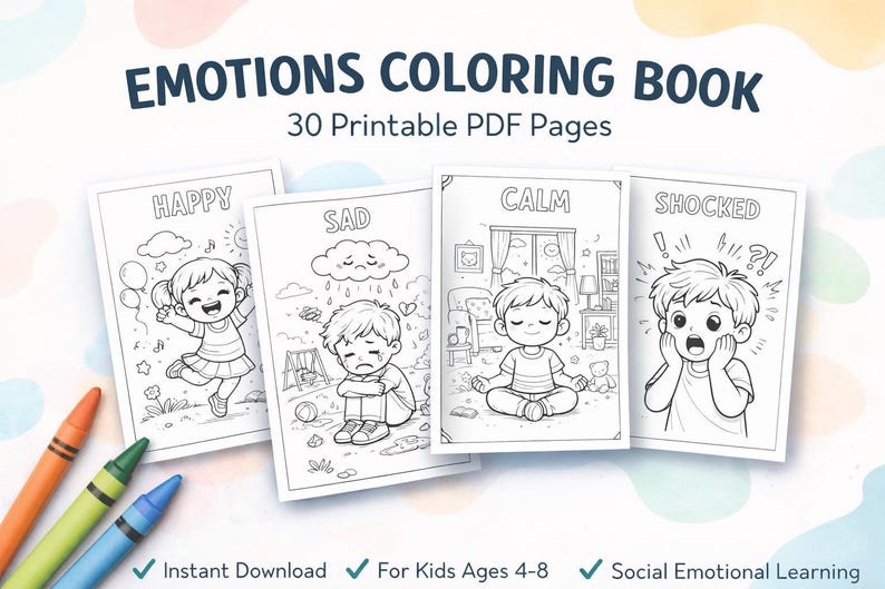 Emotions Coloring Book for Kids – Feelings Printable PDF – Social ...