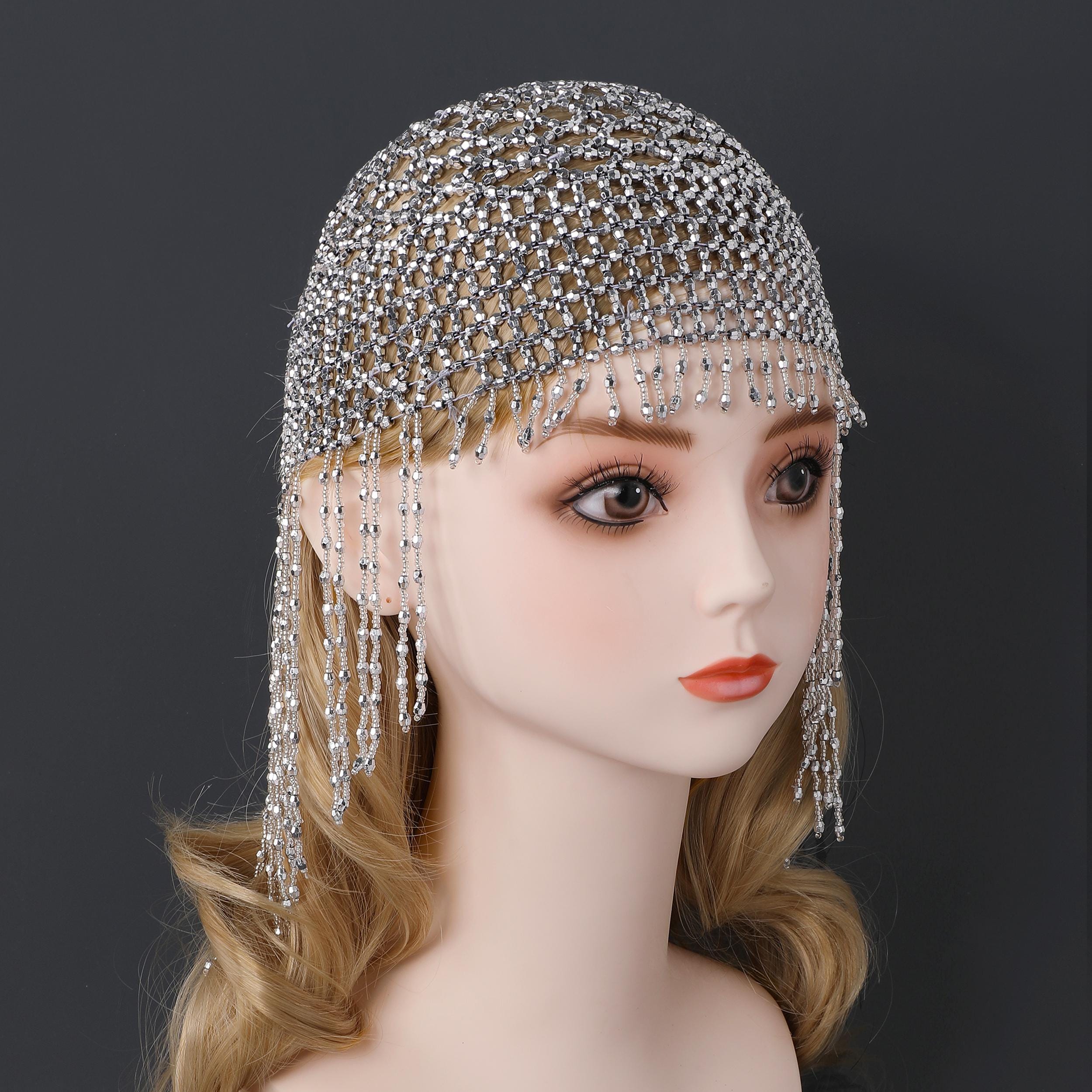 1920s Beaded Flapper Cap – Art Deco Gatsby Tassel Headpiece - Etsy