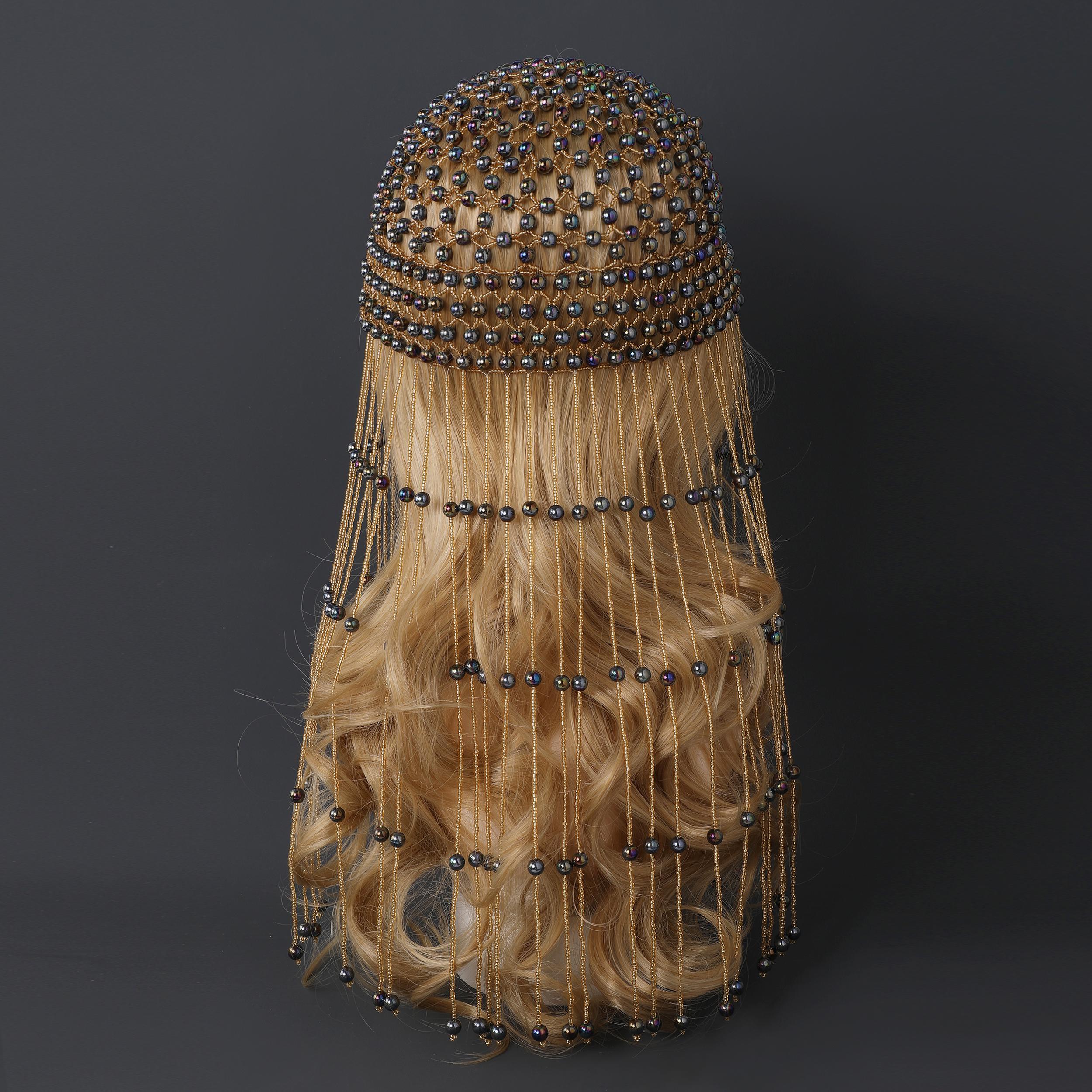 1920s Flapper Cap Headpiece With Pearl Tassels – Art Deco Beaded Gatsby ...