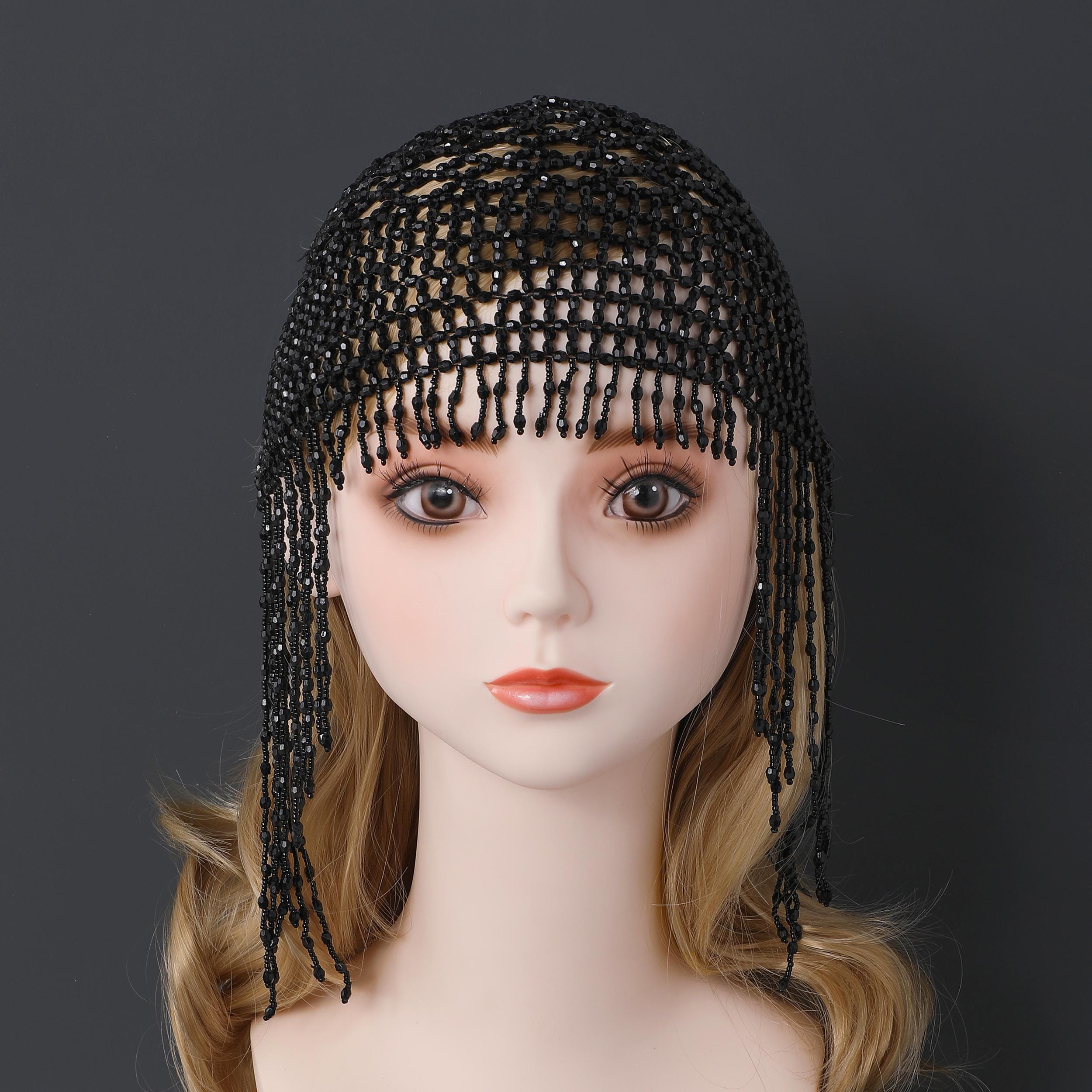 1920s Beaded Flapper Cap – Art Deco Gatsby Tassel Headpiece - Etsy