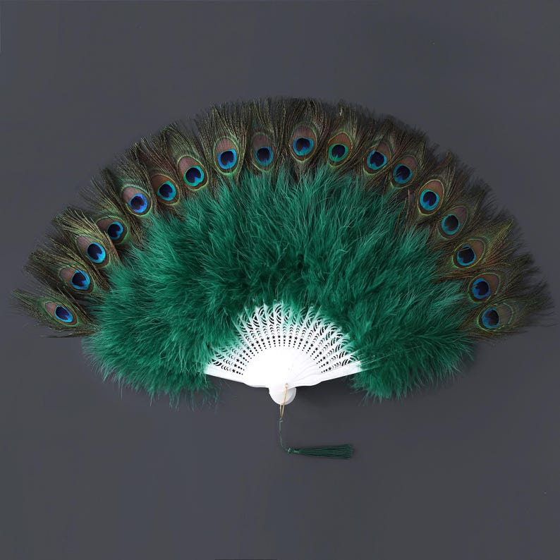 Peacock Marabou Feather Fan – 1920s Vintage Flapper Accessory for ...