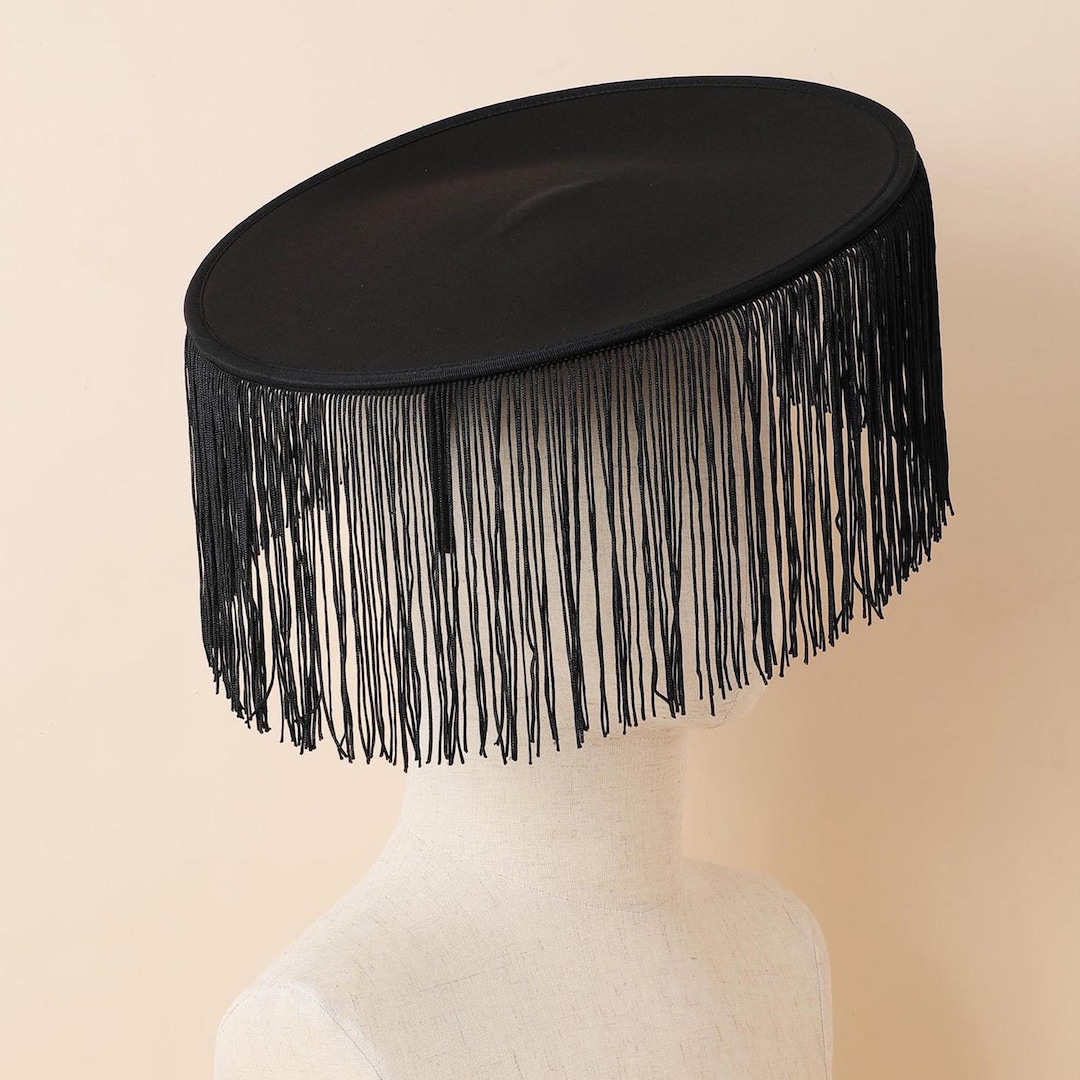 Tassel Fascinator Hat – Vintage Flat Style, Tea Party Derby Hat - Etsy