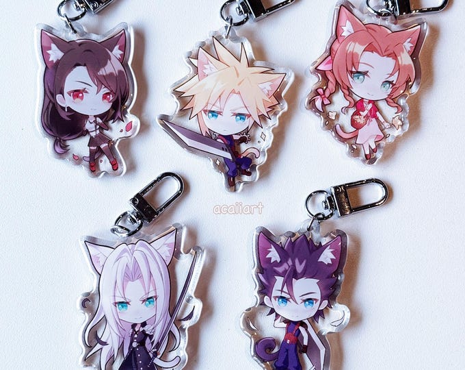 FINAL FANTASY 7 Cloud Tifa Aerith Sephiroth Zack Keychains Charms FF7 ...