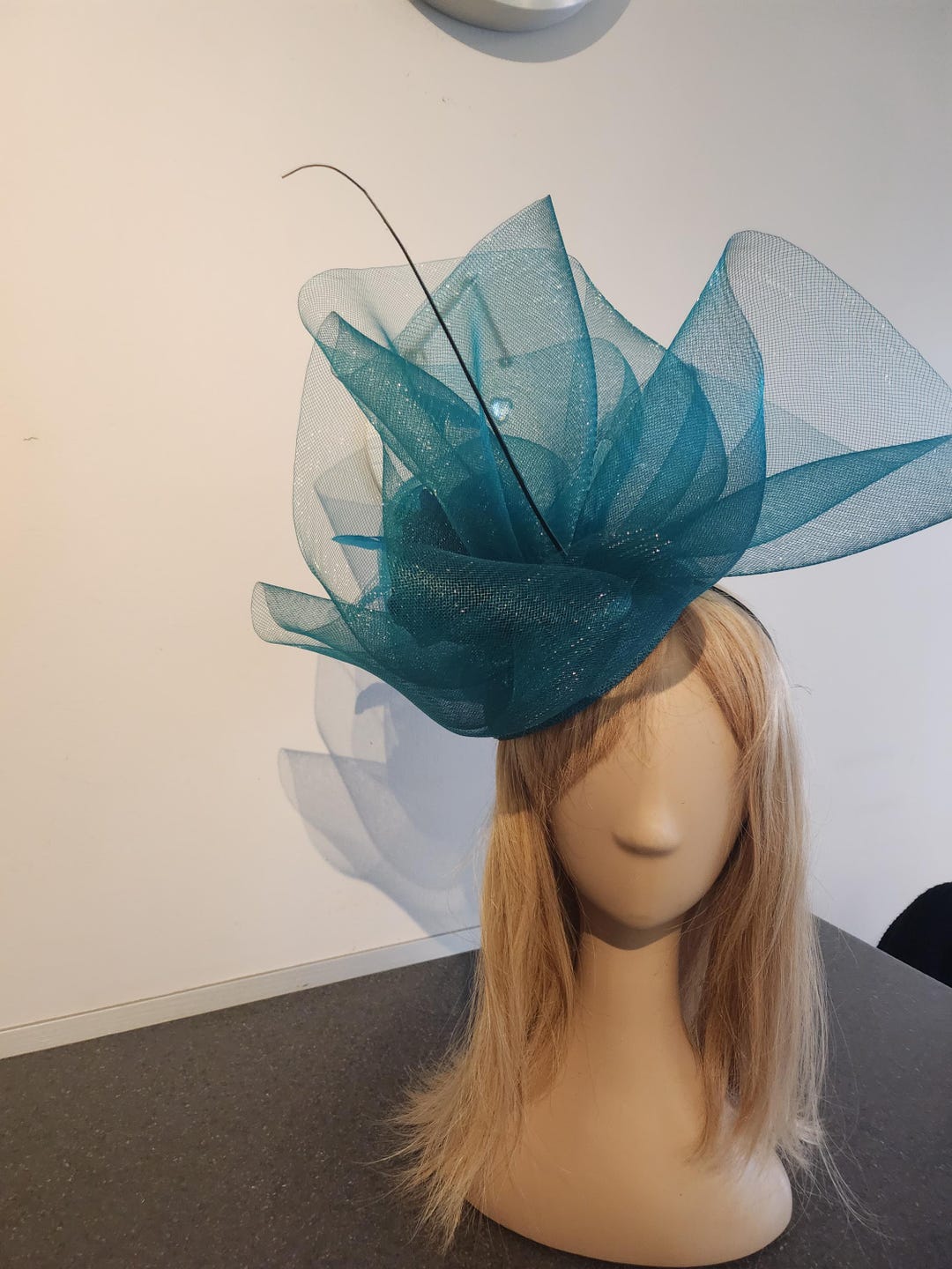 Teal Crinoline Hatinator Fascinator Wedding Guest Royal Ascot Garden ...
