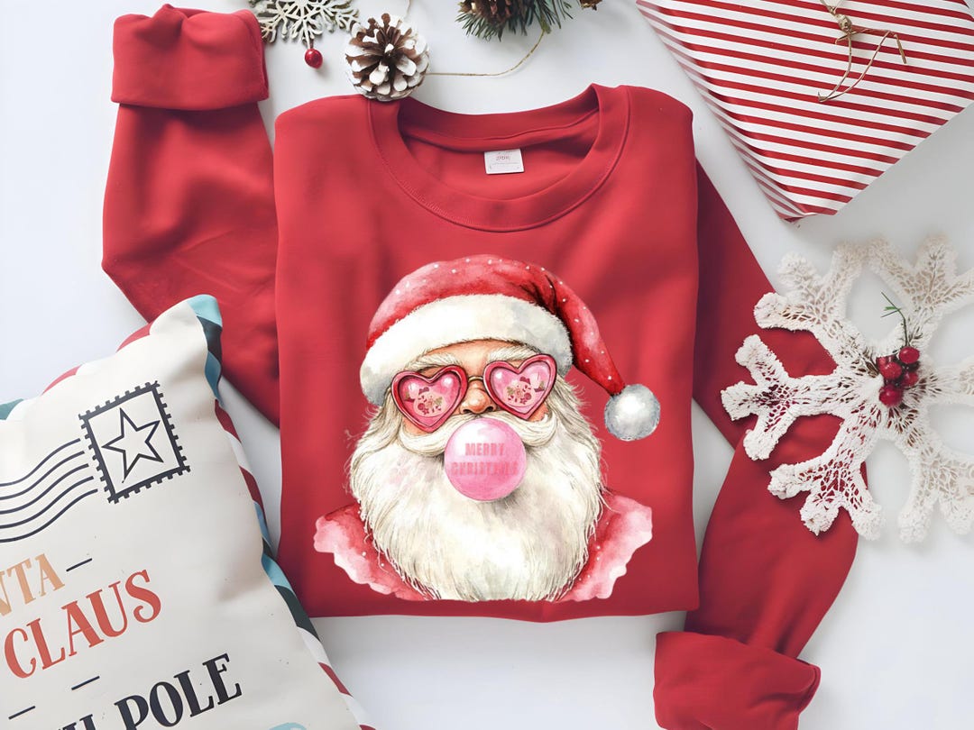 Secret Santa With Chewing Gum, Santa Sweatshirt, Santa Sweatshirts ...