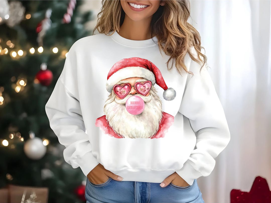 Secret Santa With Chewing Gum, Santa Sweatshirt, Santa Sweatshirts ...