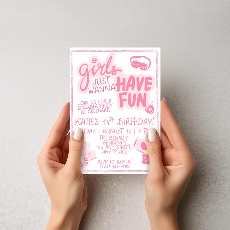 Pink Pajama Slumber Party Invitation | Girls Just Wanna Have Fun ...