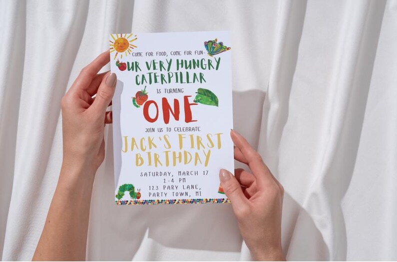 Very Hungry Caterpillar FIRST Birthday Party Invite | Very Hungry ...
