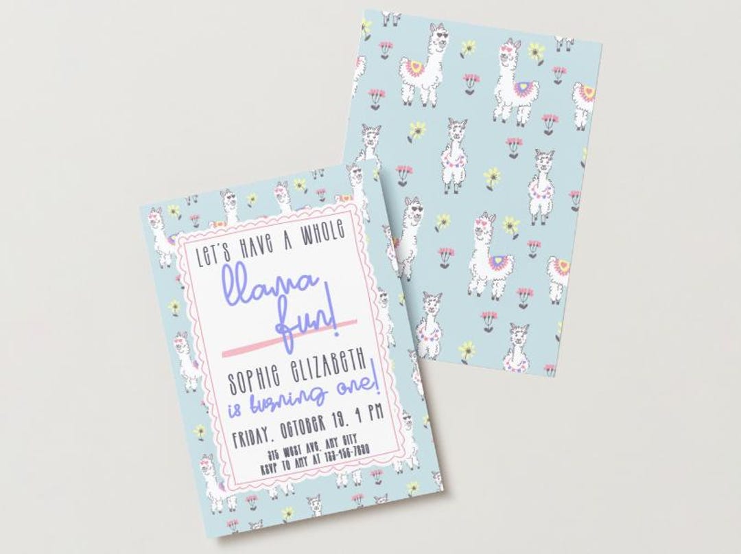 Editable Whole Llama Fun Birthday Invitation | Cute Llama Themed ...
