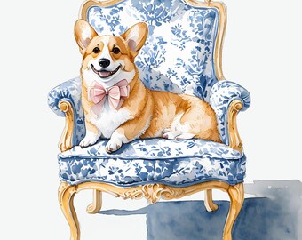 Dachshund Rococo Art PNG, Chinoiserie Dog, Blue Willow, Grand Millenial ...