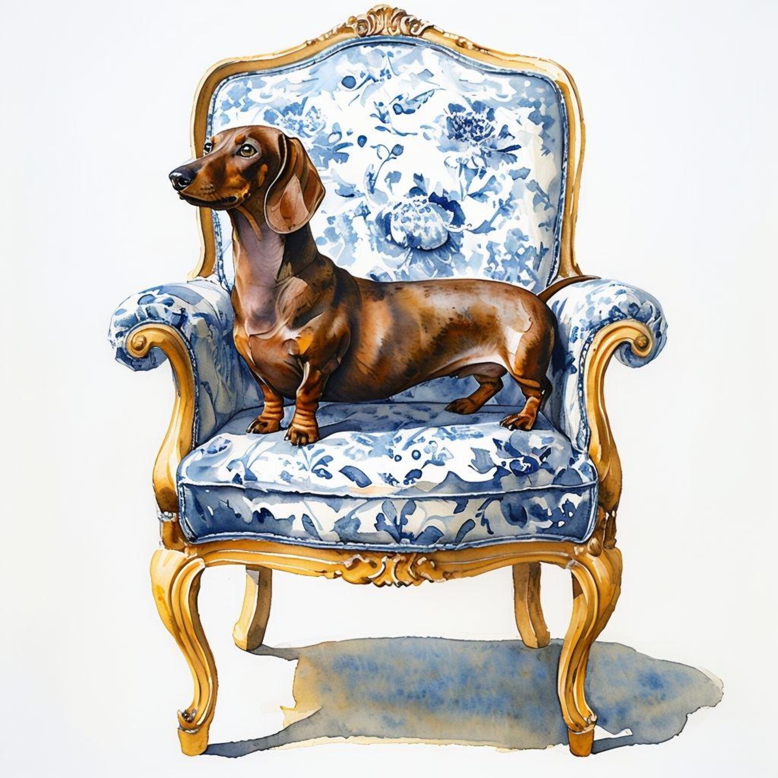Dachshund Rococo Art PNG, Chinoiserie Dog, Blue Willow, Grand Millenial ...