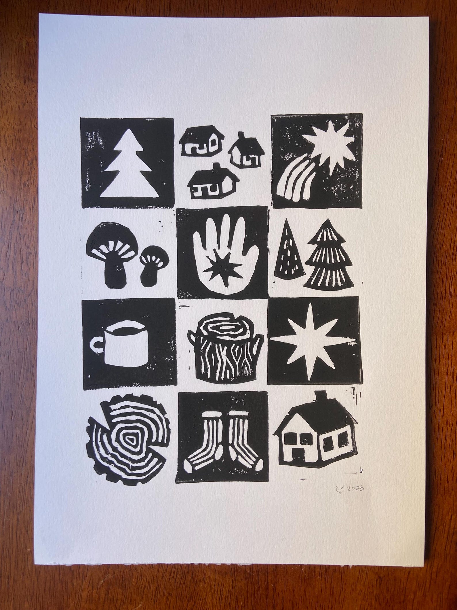 Winter Lino Print Illustration, Made to Order, Cozy Wall Art for Your ...