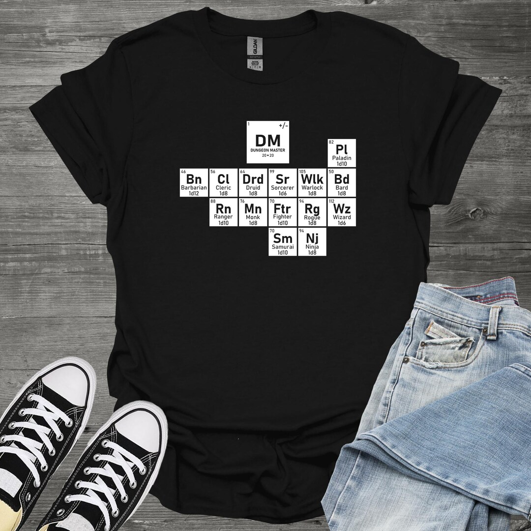 Periodic Table of RPG Classes T-shirt, Funny Dungeon Master Shirt, Dnd ...