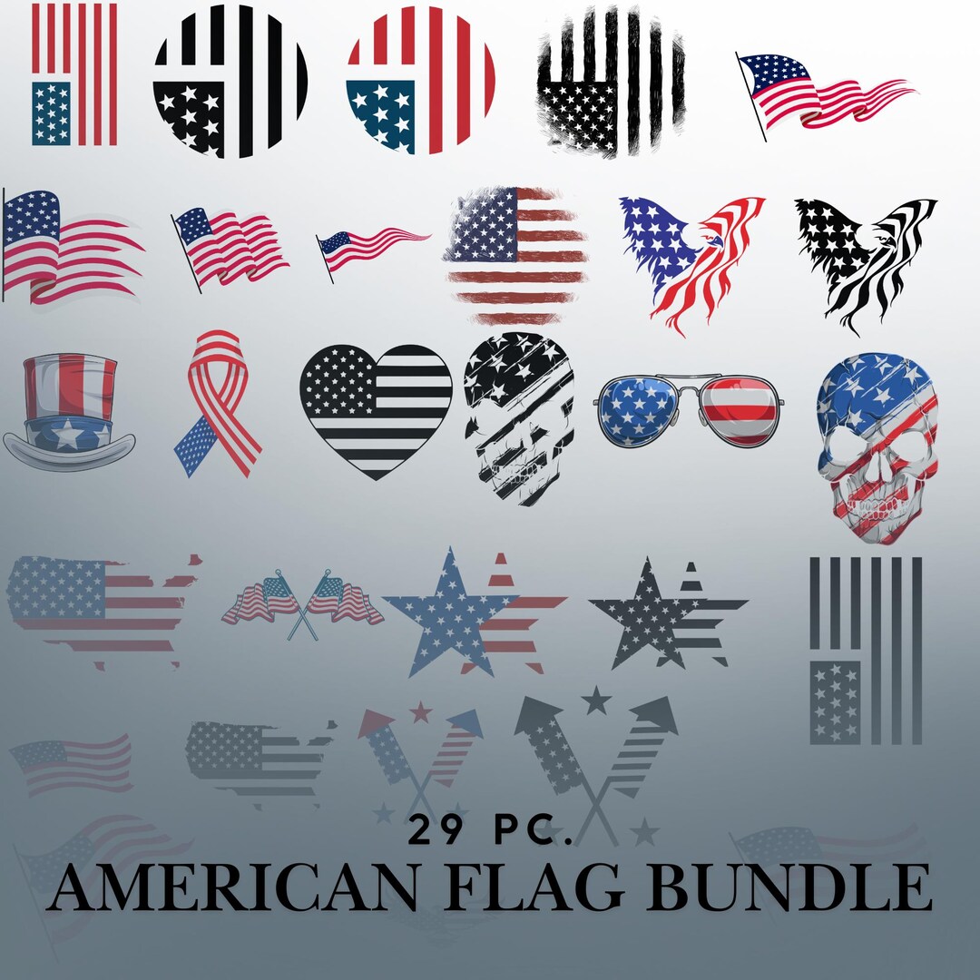 USA Flag SVG Bundle, American Flag SVG, 4th of July Bundle, American ...