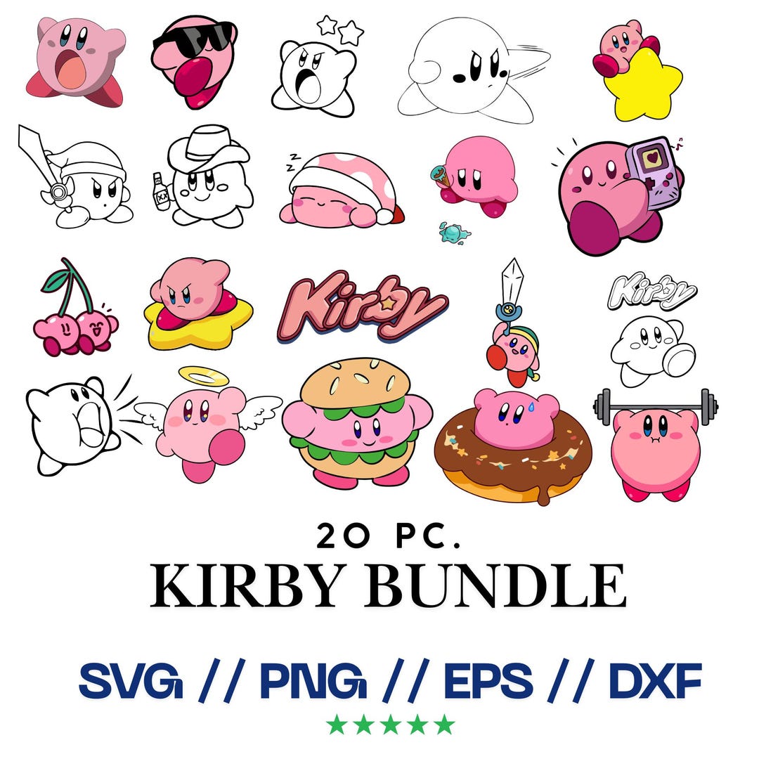 Kirby Bundle Svg, Kirby Little Star Svg, Kirby Face Svg, Games Svg ...