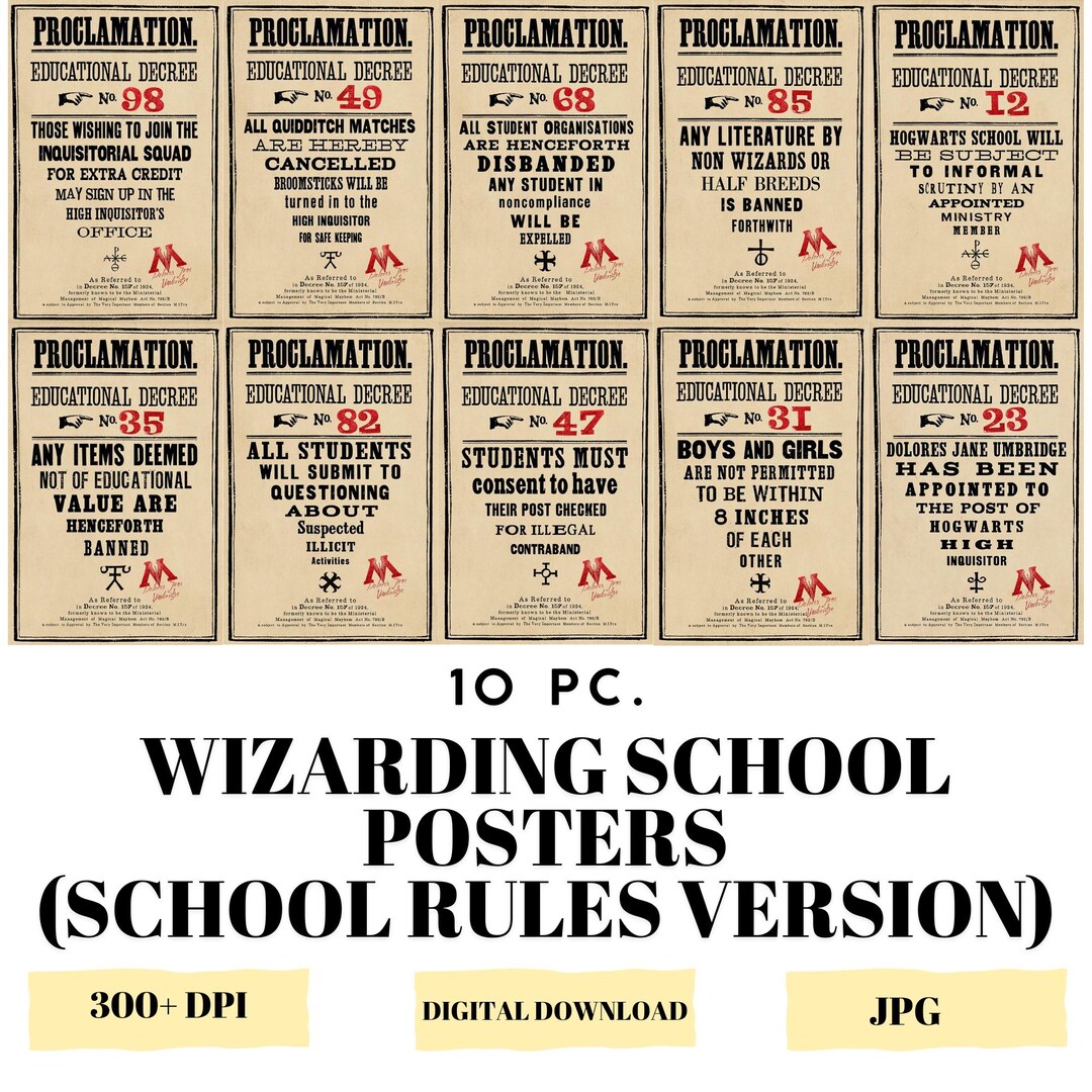 Dolores Umbridge Magic School Rules Poster Digital Download High ...