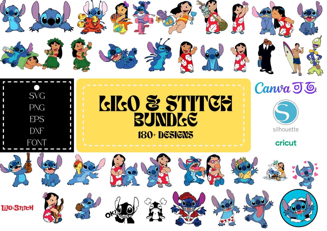 Stitch and Lilo SVG Bundle | Birthday Stitch Designs | Lilo & Stitch Vector Art | Stitch PNG ...