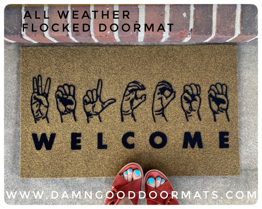 ASL Doormat American Sign Language Gift Welcome Doormat - Etsy