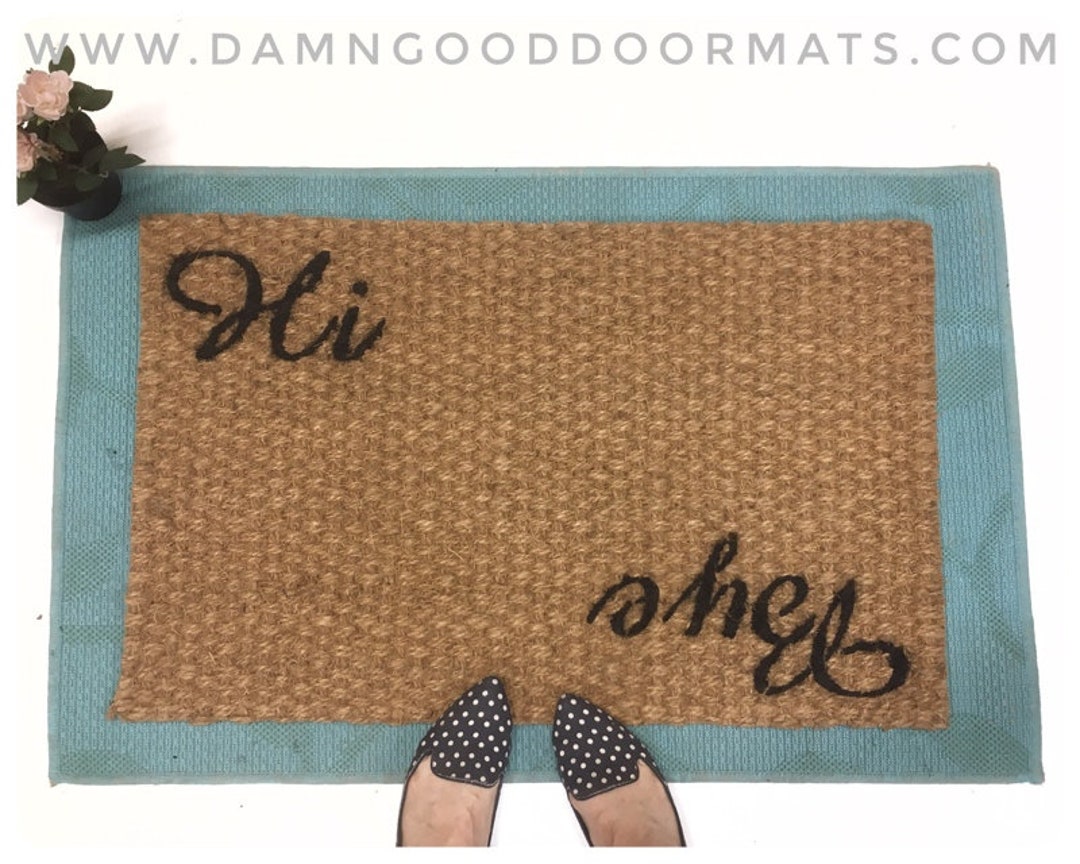 Cursive Script Hi Bye Sweet Doormat Cute Door Mat Welcome Mat Come in ...