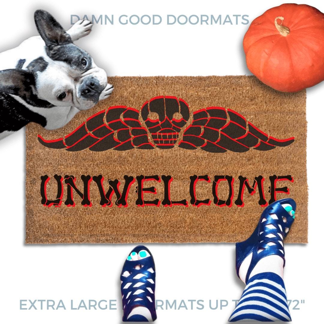 Spooky RED Halloween Un-welcome Mat | Gothic Home Decor | Horror Movie ...