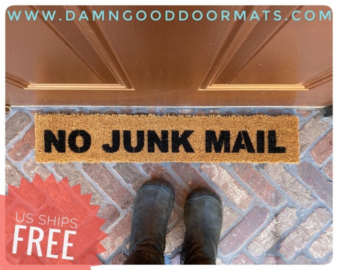No Junk Mail Sign Door Mat Rude Funny Doormat 5 Sizes Outdoor Gift ...